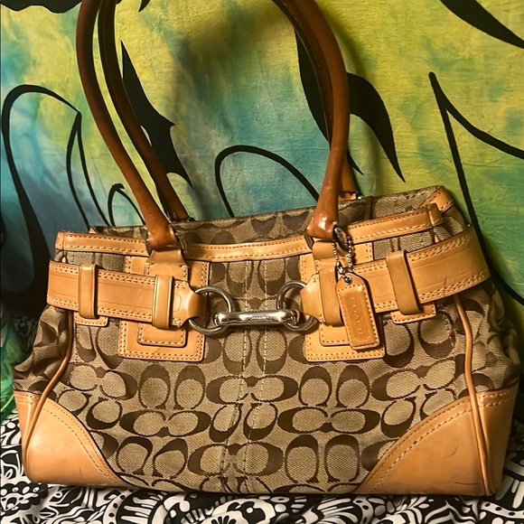 Coach | Bags | Coach Brown Shoulder Bag With Leather Trim And ...